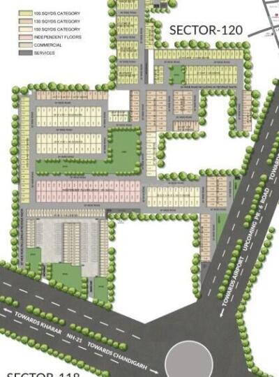 Residential land / Plot for sale in Jubilee Parklane Sector-120 Mohali - 105 Sq. Yard.