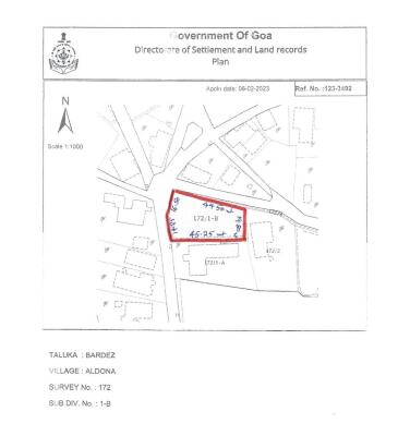 Residential land / Plot for sale in Aldona Goa - 1376 Sq. Yard.