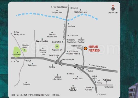 3 BHK Apartment / Flat for sale in Kumar Picasso Hadapsar Pune - 1800 ...