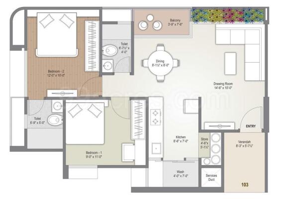 2 BHK Apartment / Flat for sale in A Shridhar Kaveri Trisara Shilaj ...