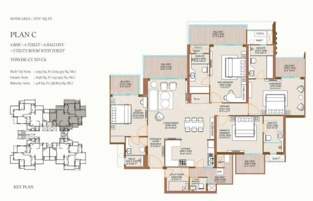 4 BHK Apartment / Flat for sale in Ivory County Sector 115 Noida - 2727 ...