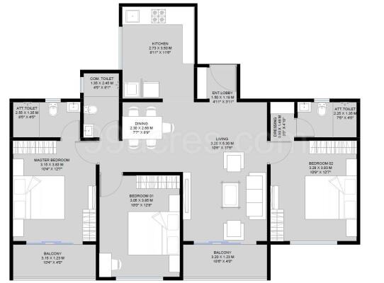 3 BHK Apartment / Flat for sale in Unique K Ville Ravet Pune - 1391 Sq ...