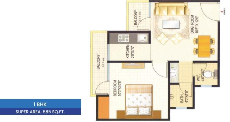 1 BHK Apartment / Flat for sale in NBCC Aspire Dream Valley Greater ...