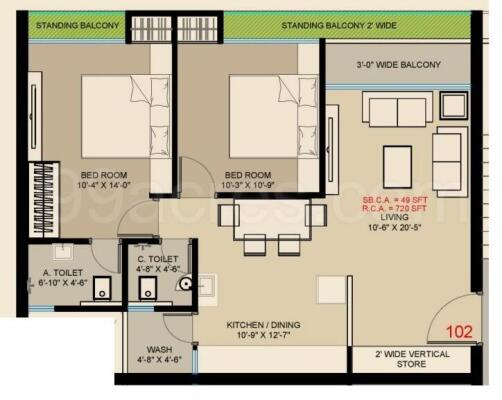 2 BHK / Bedroom Apartment / Flat for rent in The Grand Ultima Vesu ...