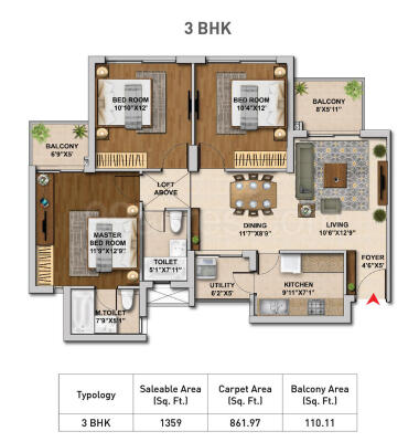 3 BHK Apartment / Flat for sale in Hero Homes Sector 104 Gurgaon - 1359 ...