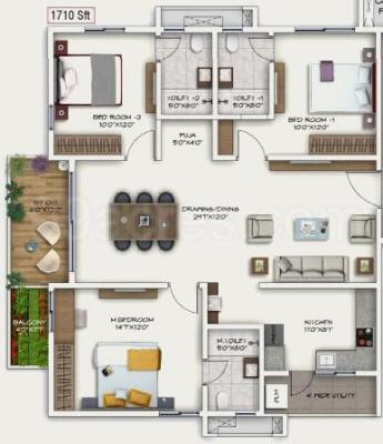 3 BHK Apartment / Flat for sale in Sukhii Ubuntu Puppalaguda Hyderabad ...