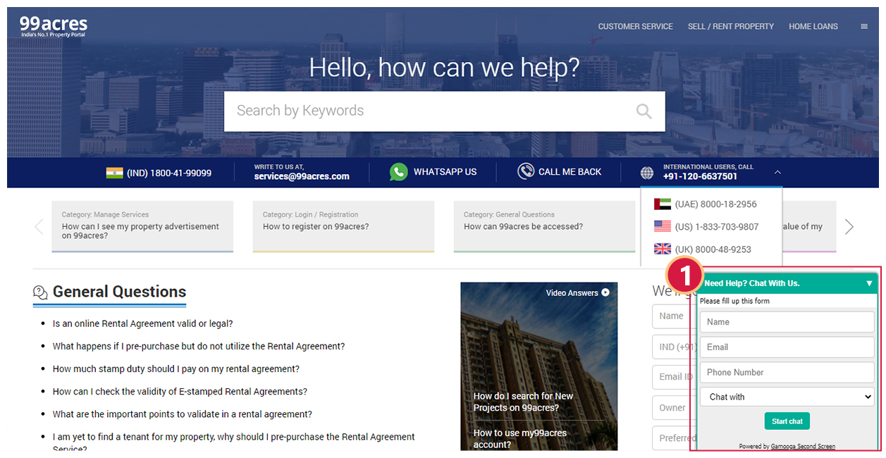 How to contact 99acres customer care? - FAQ