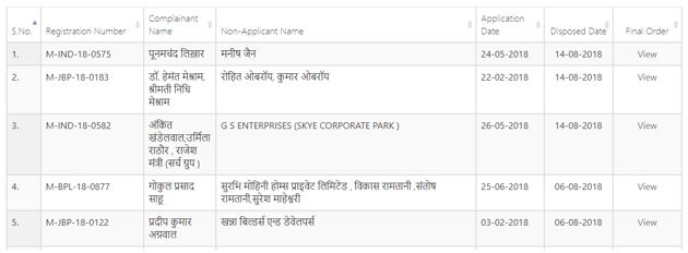 How to find project details on Madhya Pradesh RERA website?