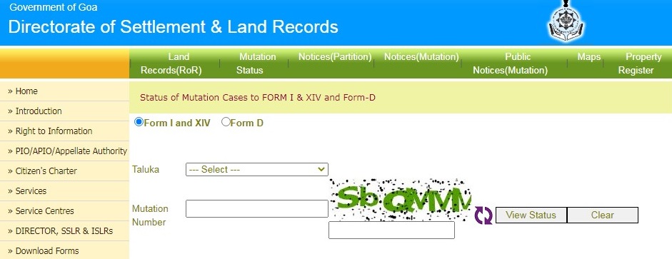 Goa Land Records Online Guide: Search Form I, XIV, Form D