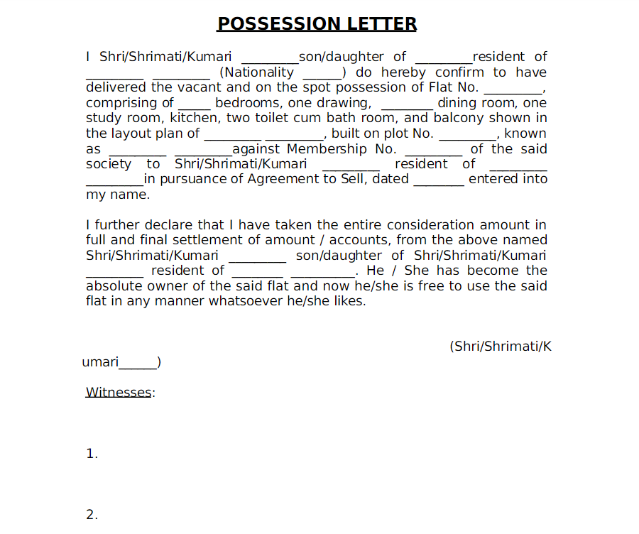 Possession certificate/letter: Meaning, sample & how to obtain?