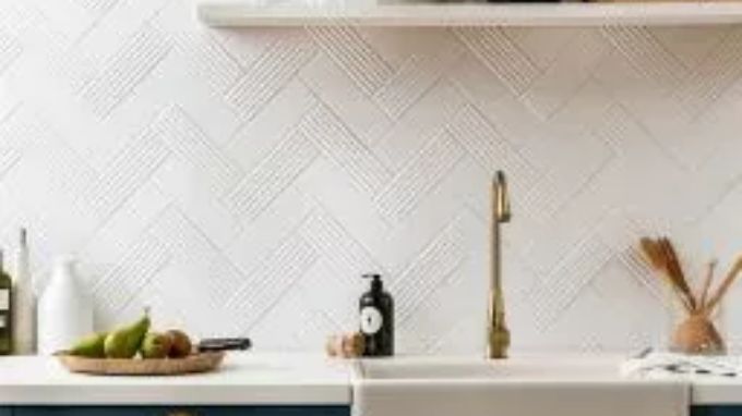White Kitchen Wall Tiles Texture Wall Design Ideas