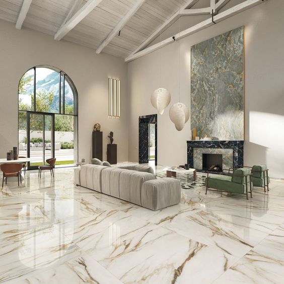 Italian White Marble Living Rooms Living Room In Rich Modern Home With