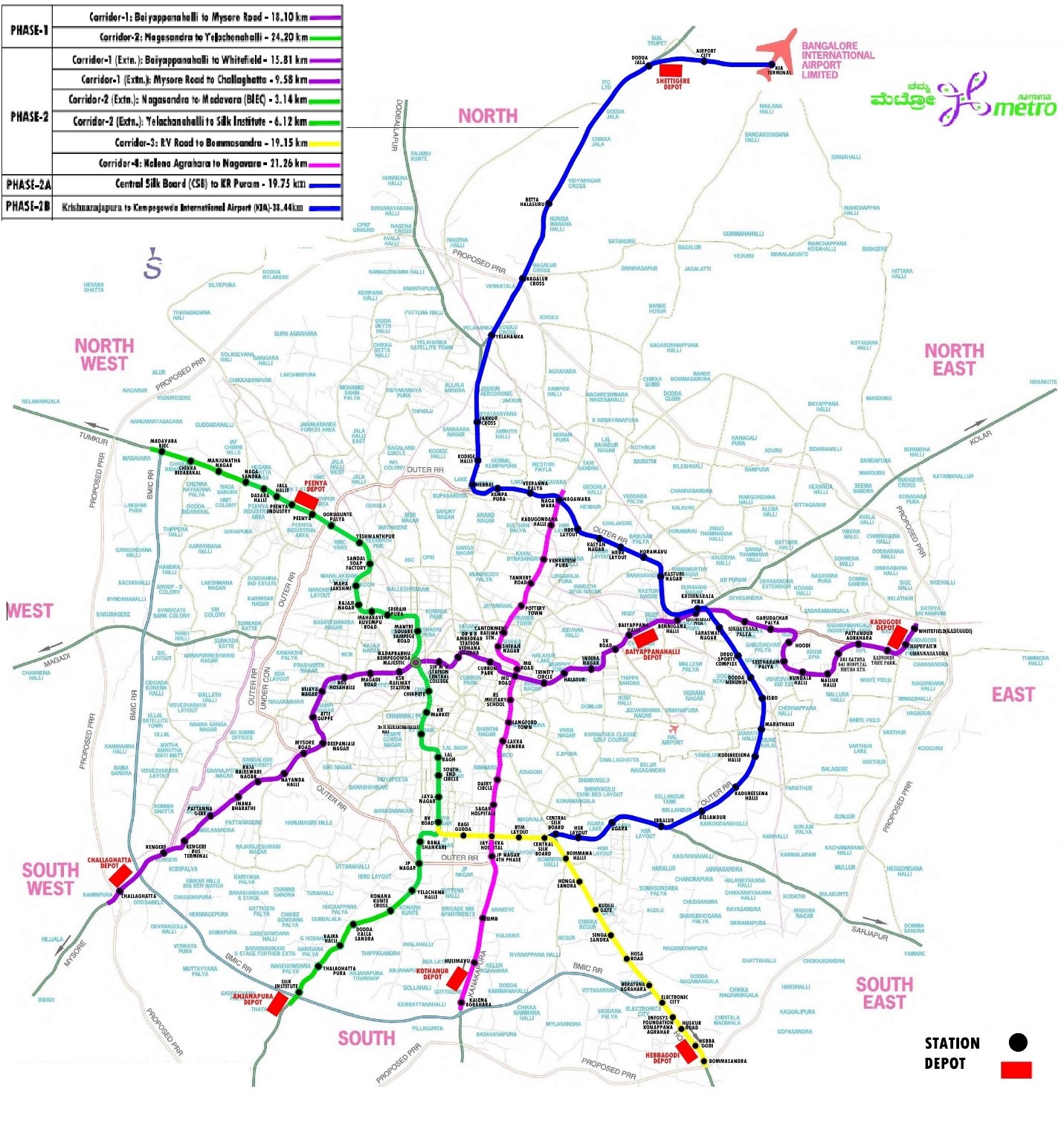 Blue line metro Bangalore: Opening Date, Status Update, Stations, Route Map