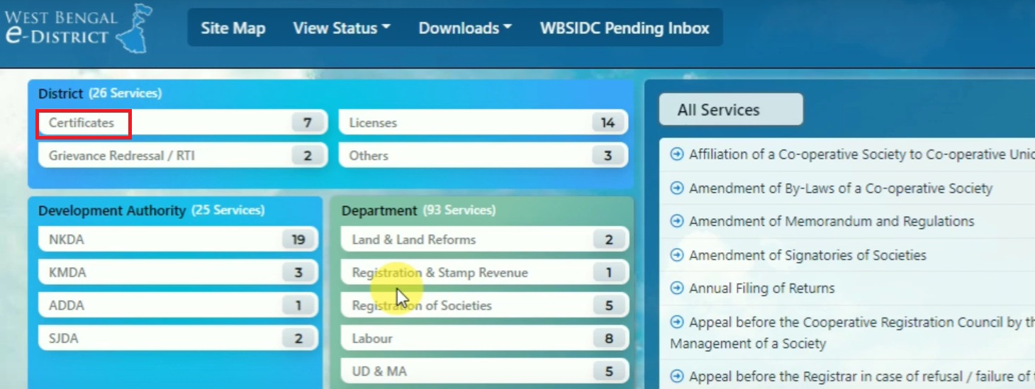 WB E-district: Login, application status, certificate download & more