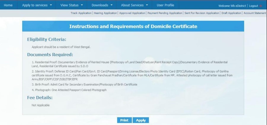 WB E-district: Login, application status, certificate download & more