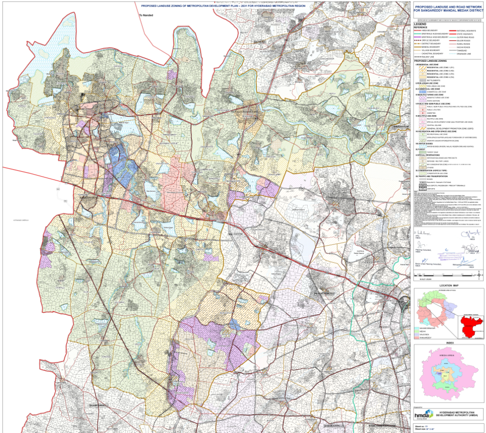 HMDA Master Plan, Hyderabad: Summary, Map. Areas Covered & Planned Land ...
