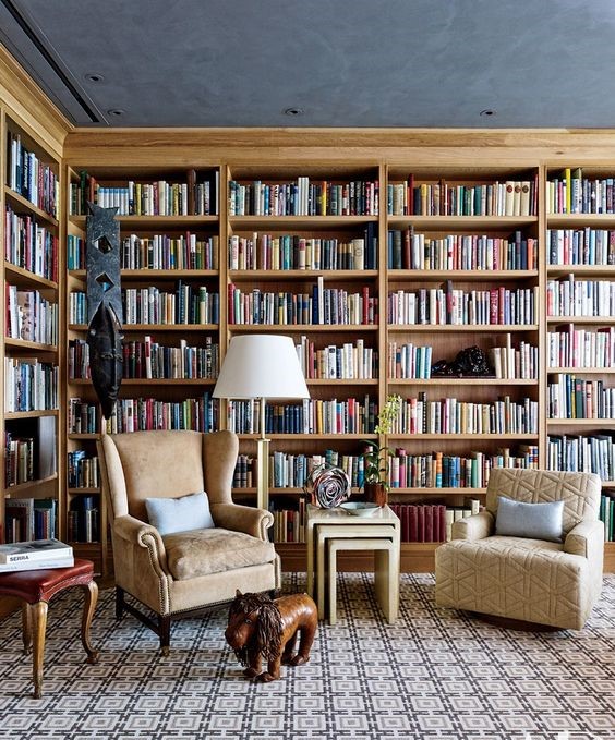 Home Library Design Ideas Small Black Shelving