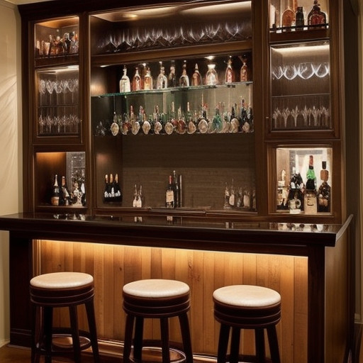 15+ Bar Unit Designs: Ideas with Fridge, Crockery, Mirror