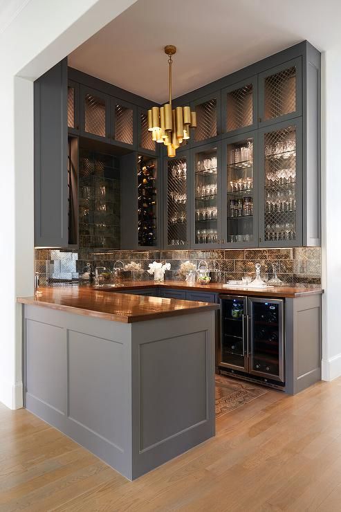 15+ Bar Unit Designs: Ideas with Fridge, Crockery, Mirror