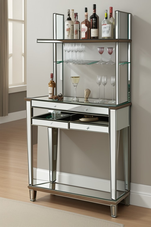 15+ Bar Unit Designs: Ideas with Fridge, Crockery, Mirror