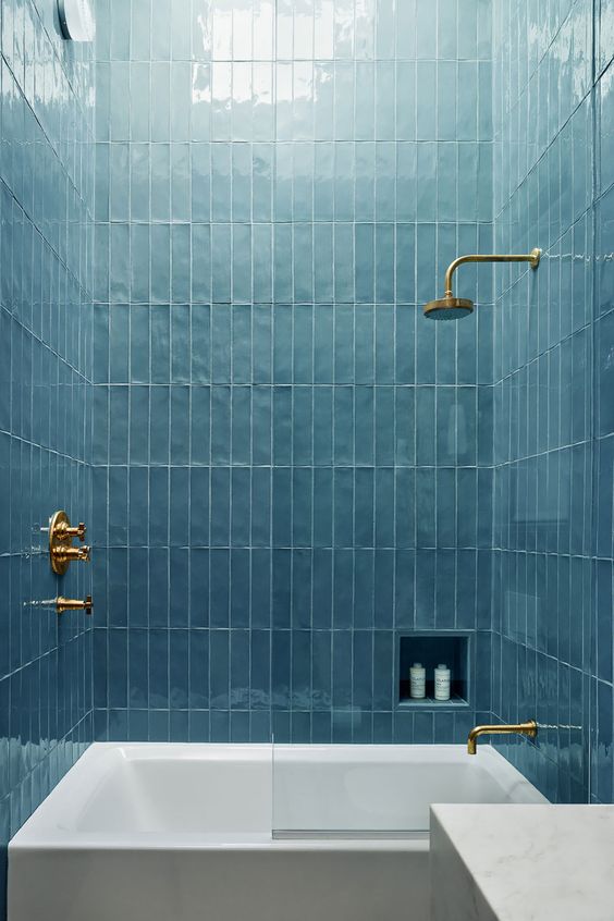 15+ Blue Bathroom Tiles Designs: Use Area Ideas, Pros & Cons