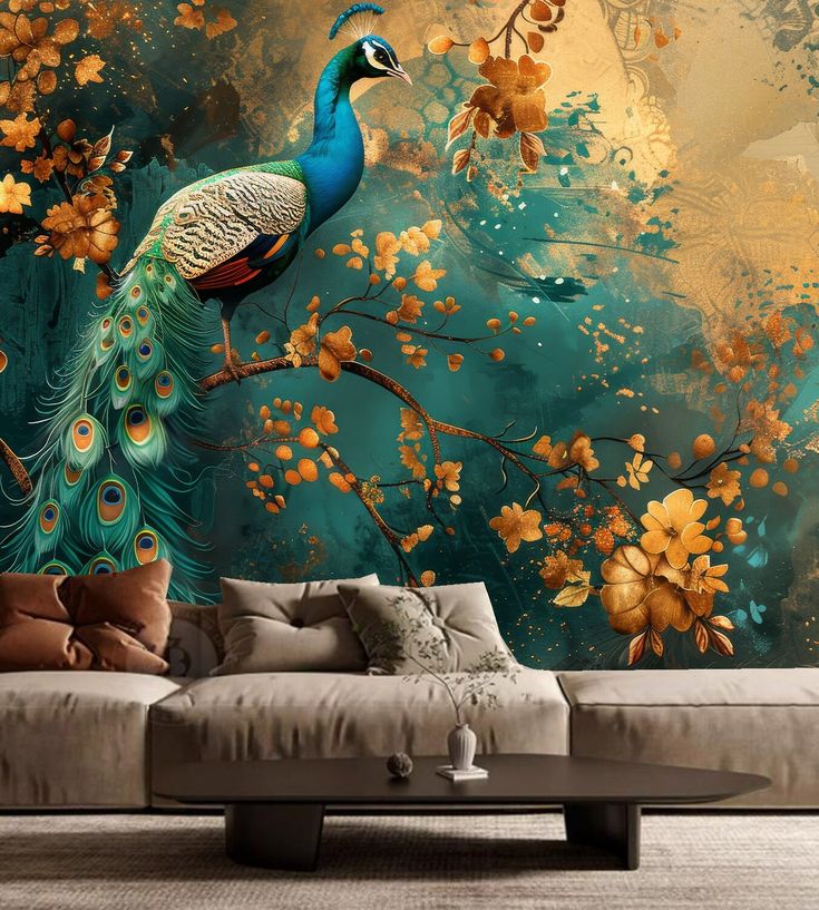 40+ Peacock Green Colour Combination for Walls: Living Room, Bedroom ...