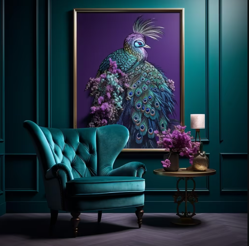 40+ Peacock Green Colour Combination for Walls: Living Room, Bedroom ...
