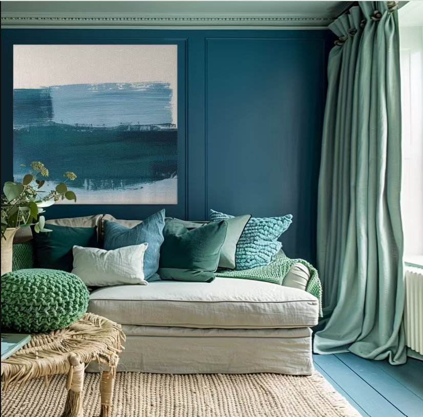 40+ Peacock Green Colour Combination for Walls: Living Room, Bedroom ...