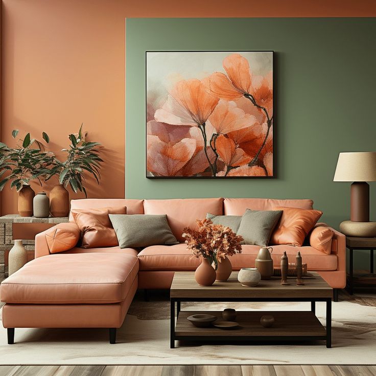 50+ Peach Colour Combinations Ideas for Living Room, Bedroom, Kitchen