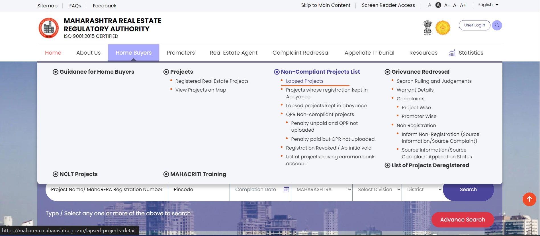 Maharashtra RERA: Project search by RERA number, Details & Status