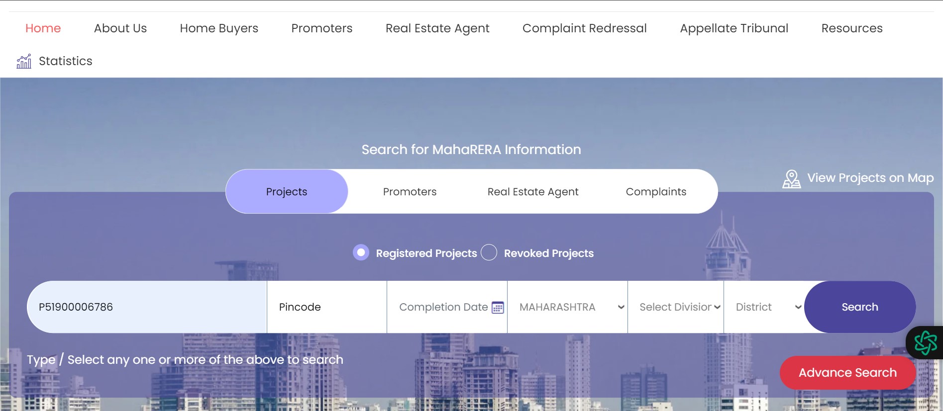 Maharashtra RERA: Project search by RERA number, Details & Status