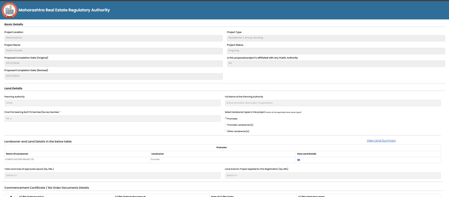 Maharashtra RERA: Project search by RERA number, Details & Status