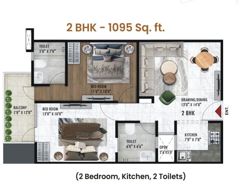 2 BHK Apartment / Flat for sale in Arenaa Heights Surajpur Surajpur ...