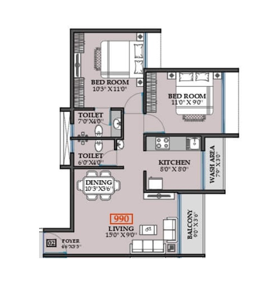 2 BHK Apartment / Flat for sale in Aura Luxisca Khanda Colony Panvel ...
