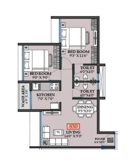 2 BHK Apartment / Flat for sale in Aura Luxisca Khanda Colony Panvel ...